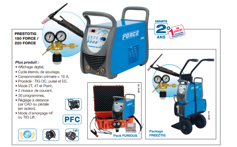 Prestotig 220 FORCE Package FREEZTIG - SAF-FRO - Soudage Outillage